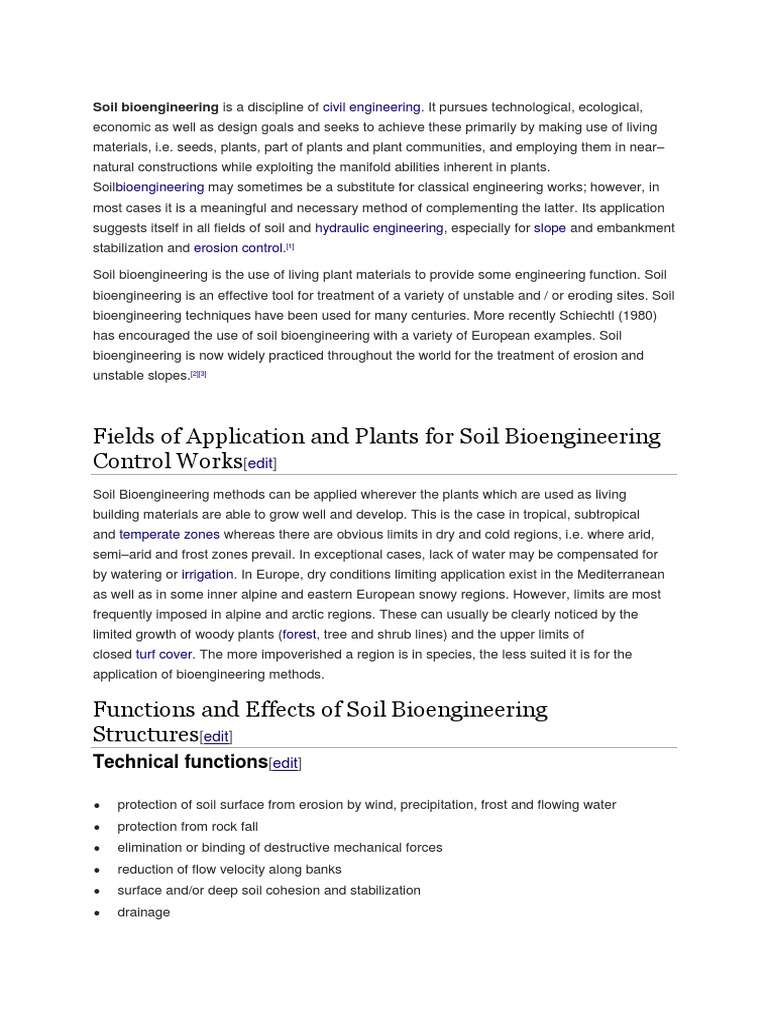 Fields of Application and Plants For Soil Bioengineering Control Works ...