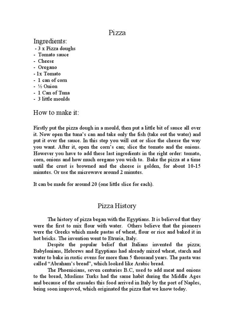 Pizza Recipe | PDF | Pizza | Tomato Sauce