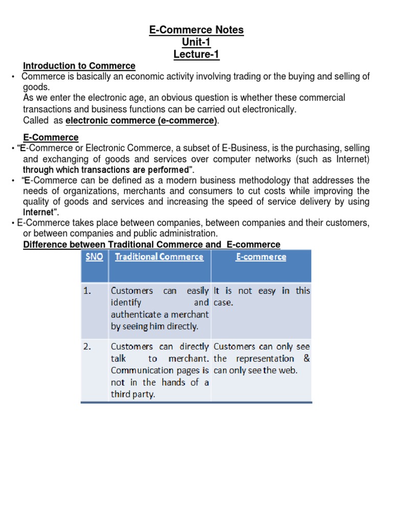 E-Commerce Notes Unit-1 Lecture-1 | PDF | Virtual Private Network ...