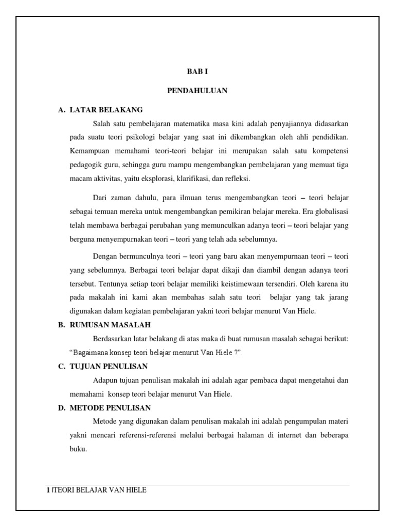 Teori Belajar Van Hiele | PDF
