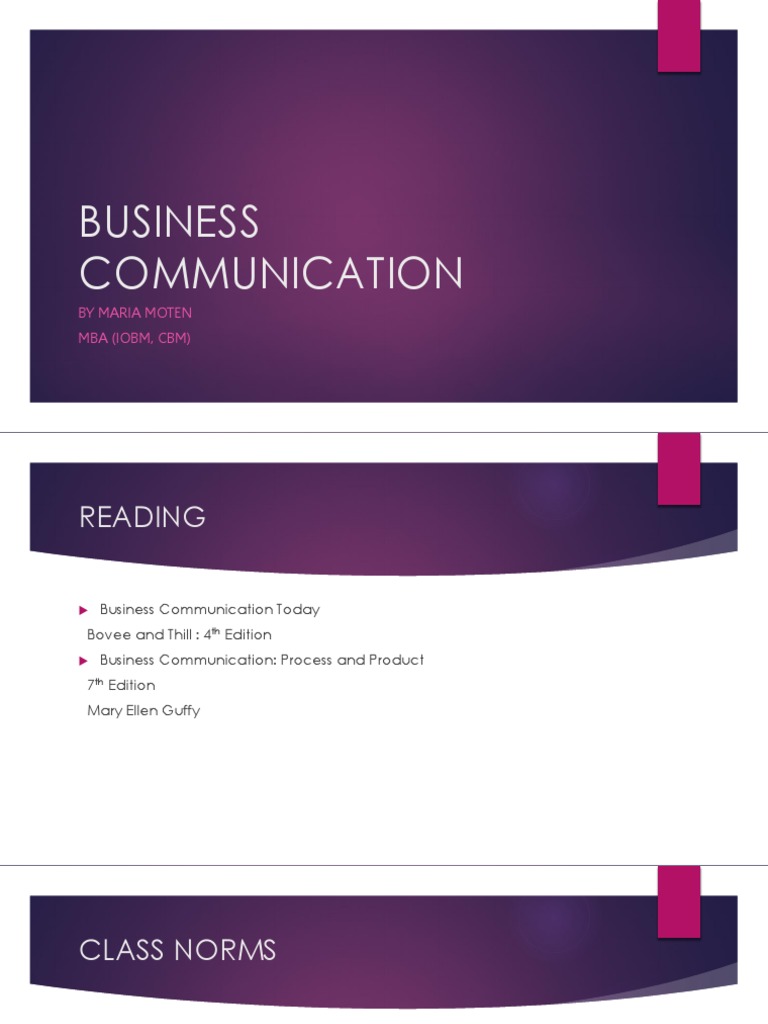 Business Communication: by Maria Moten Mba (Iobm, CBM) | PDF ...