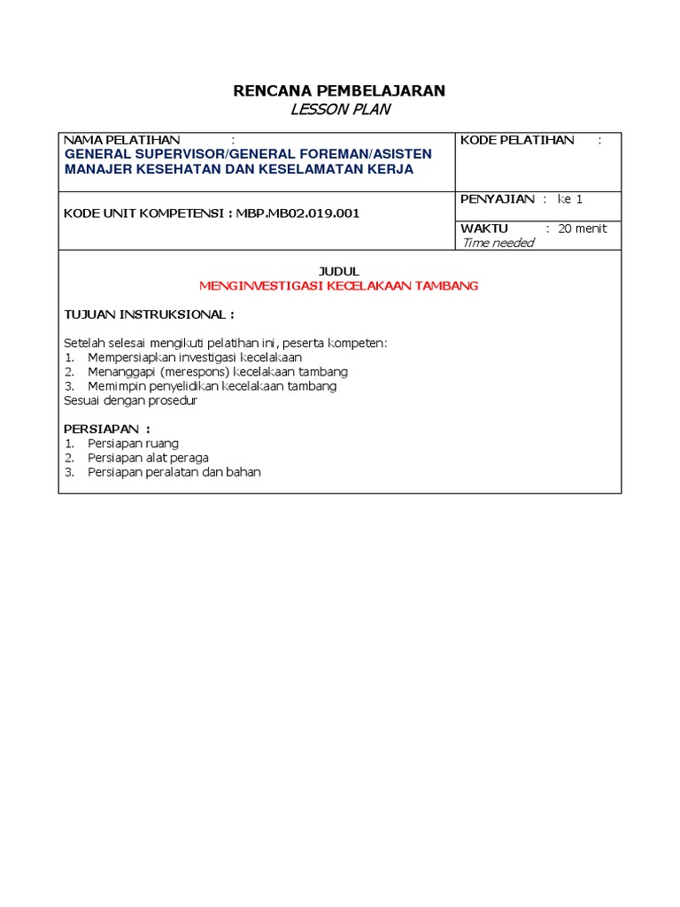Contoh Lesson Plan | PDF