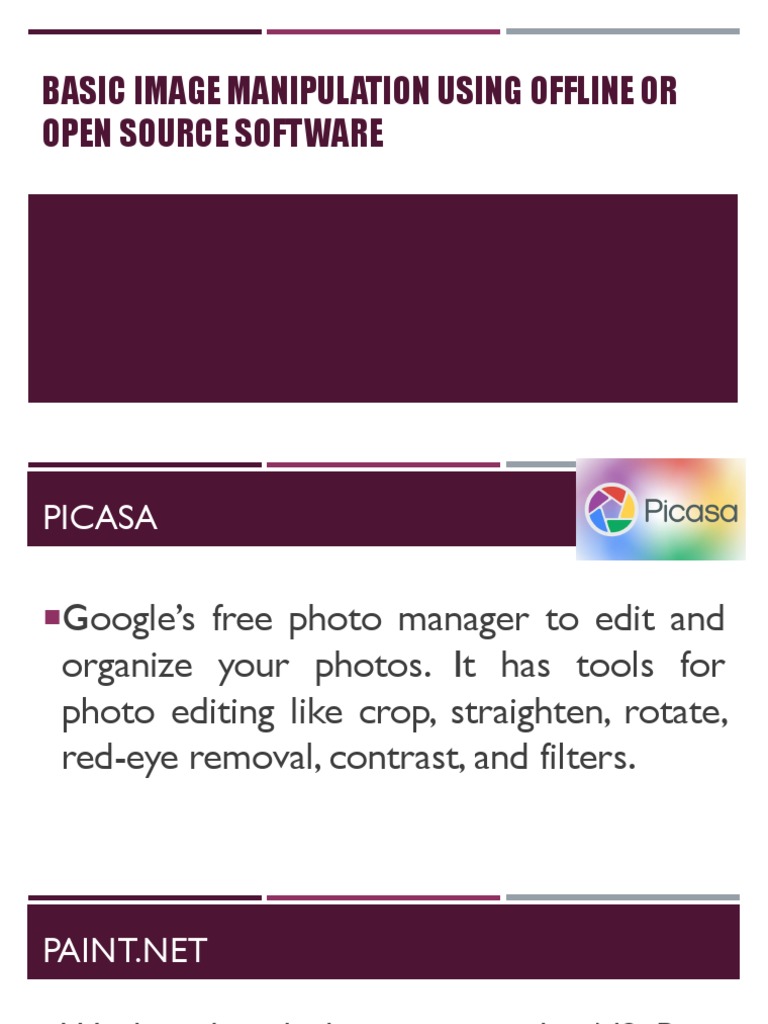 Basic Image Manipulation Using Offline or Open Source | PDF