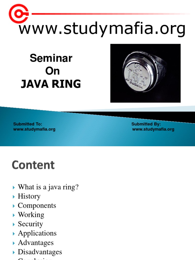 Seminar On Java Ring: Submitted To: Submitted by | PDF | Java ...