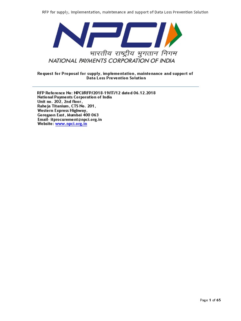 RFP For Procurement of DLP Solution | PDF | Request For Proposal ...