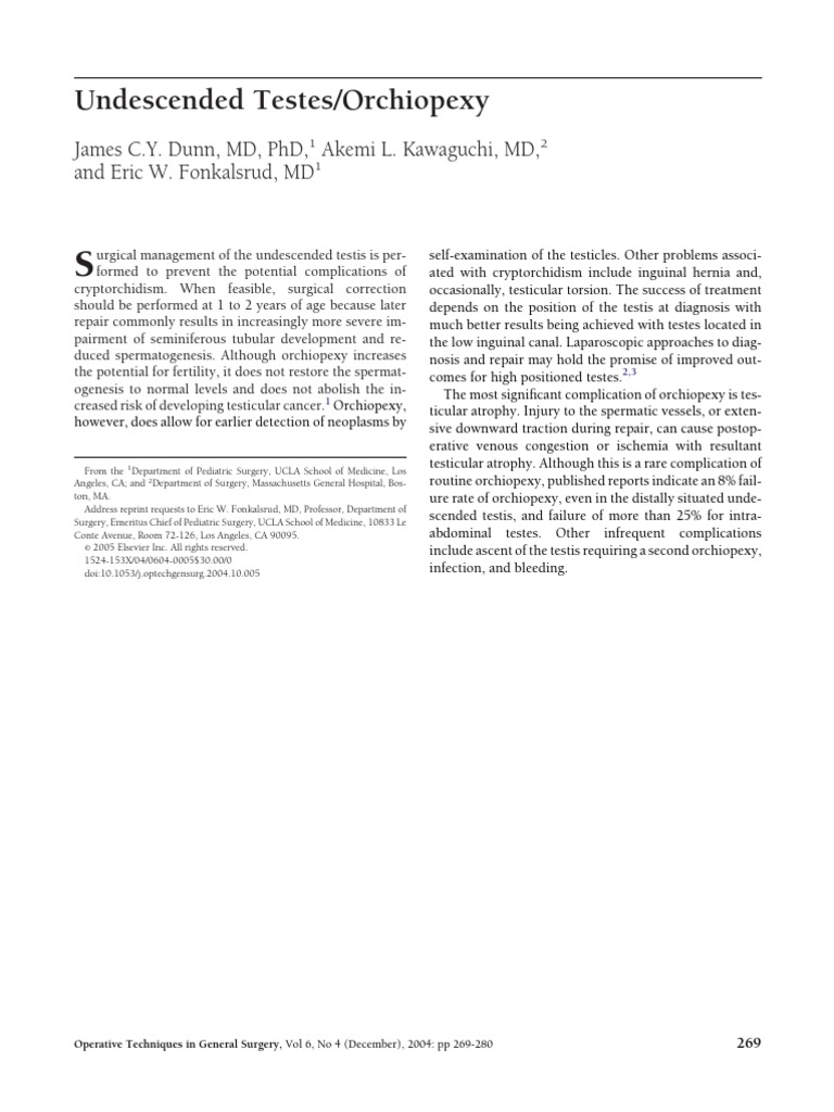 Undescend Testis - Orchiopexy | PDF | Testicle | Peritoneum