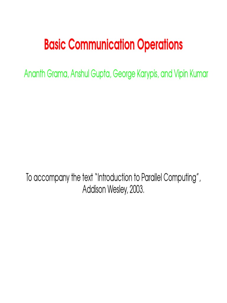 Parallel Computing Communication Operations Slides | PDF | Matrix ...