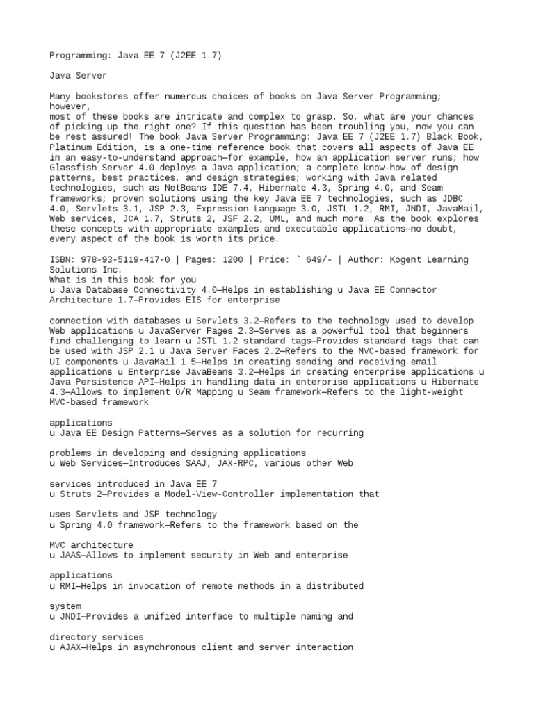 JAVA Server Programming Java EE7 Black Book | Download Free PDF | Java Platform | Java Server Pages