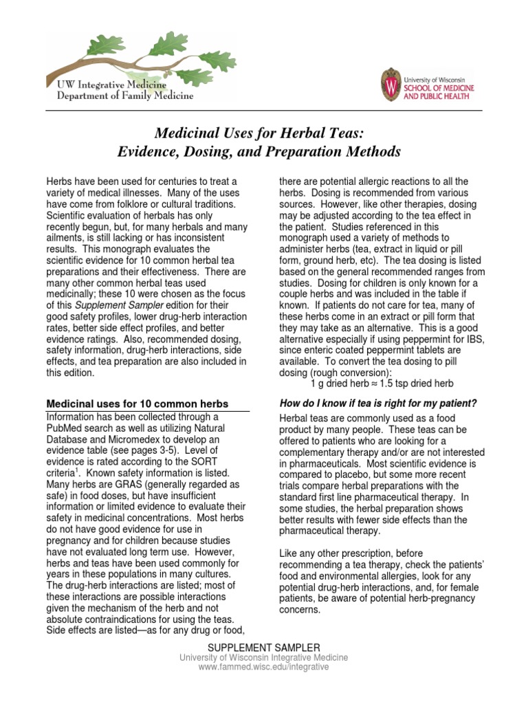 Medicinal Uses For Herbal Teas: Evidence, Dosing, and Preparation ...