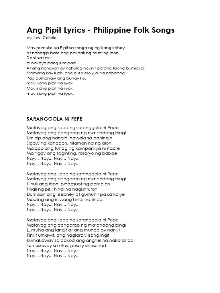 Ang Pipit Lyrics | PDF
