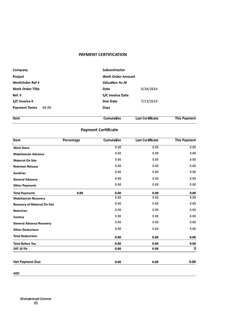 Payment Certification | PDF | Services (Economics) | Government