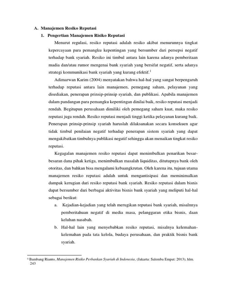 Manajemen Risiko Reputasi | PDF
