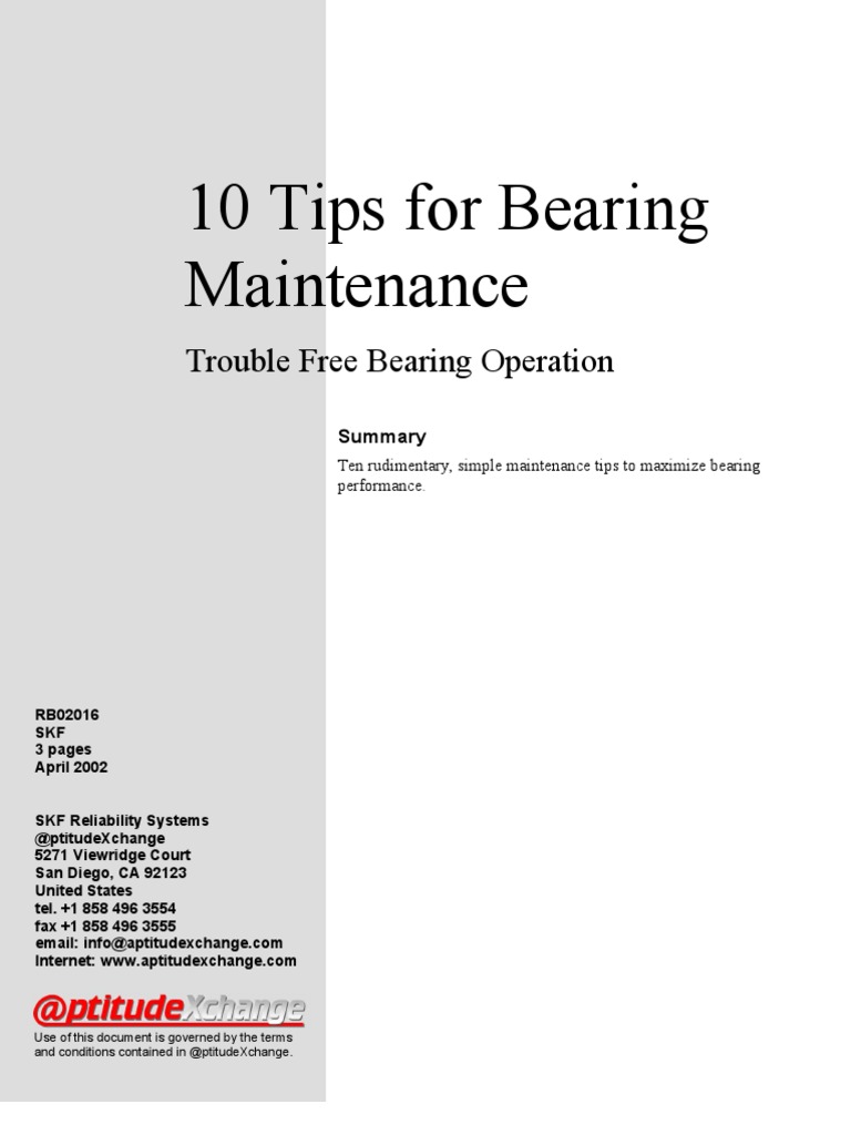 10 Tips For Bearing Maintenance | PDF