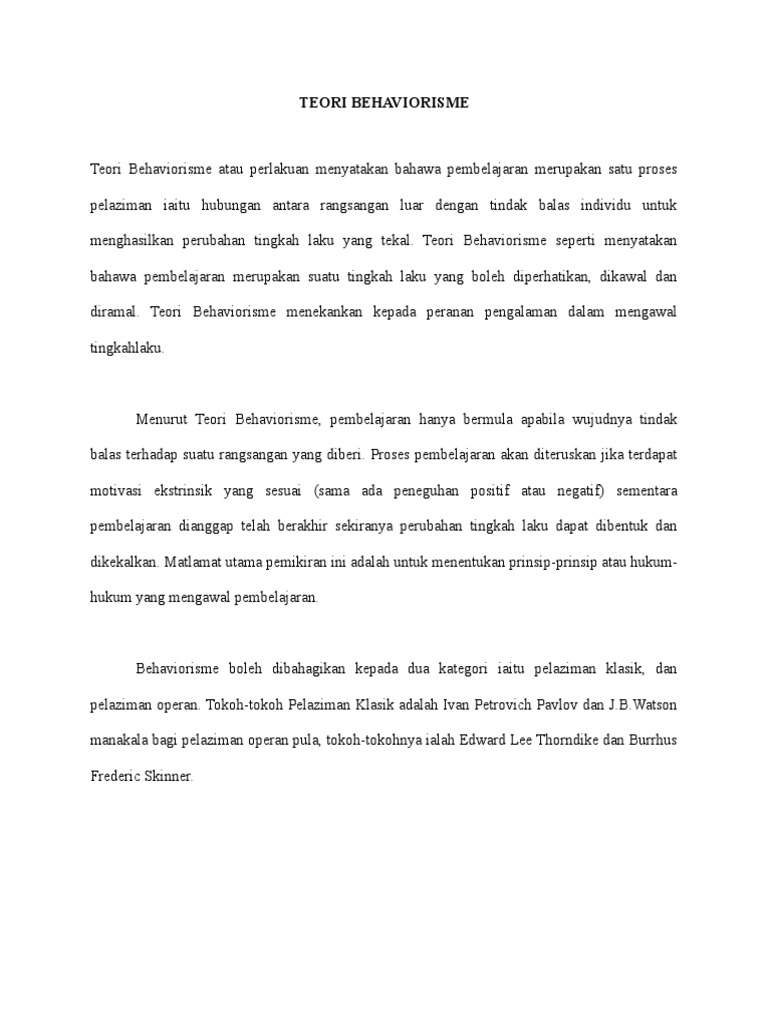 Teori Behaviorisme | PDF