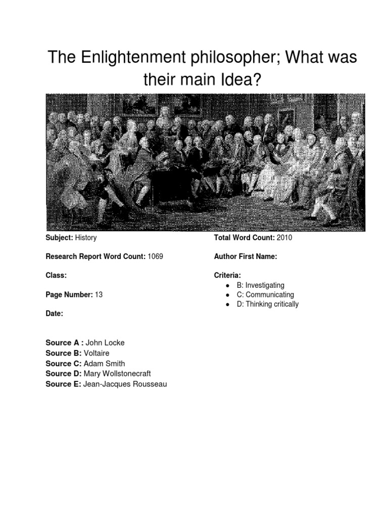 The Enlightenment Philosopher What Was Their Main Idea | PDF | Age Of ...