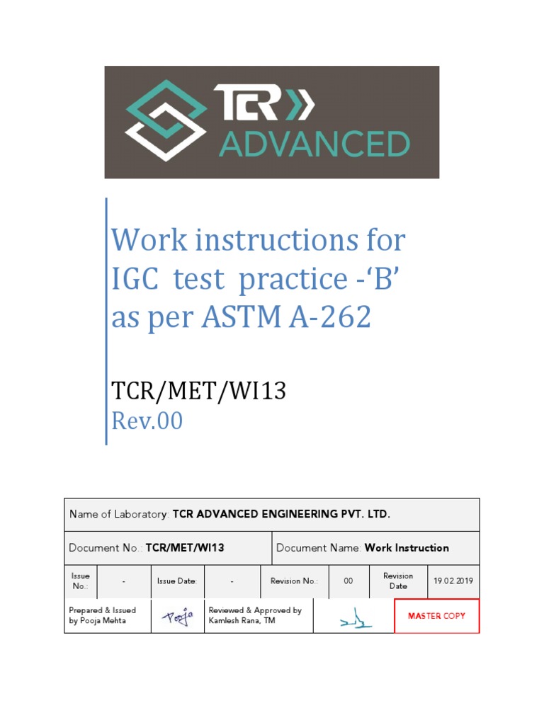 MET - 13 - IGC Practice B - R00 PDF | PDF | Corrosion | Stainless Steel