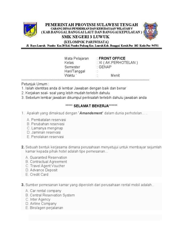Soal Front OFFice | PDF