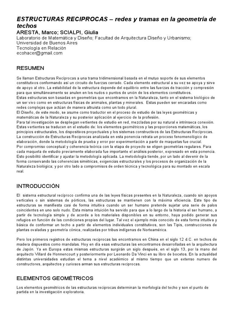 Estructuras Reciprocas | PDF | Rotación | Geometría