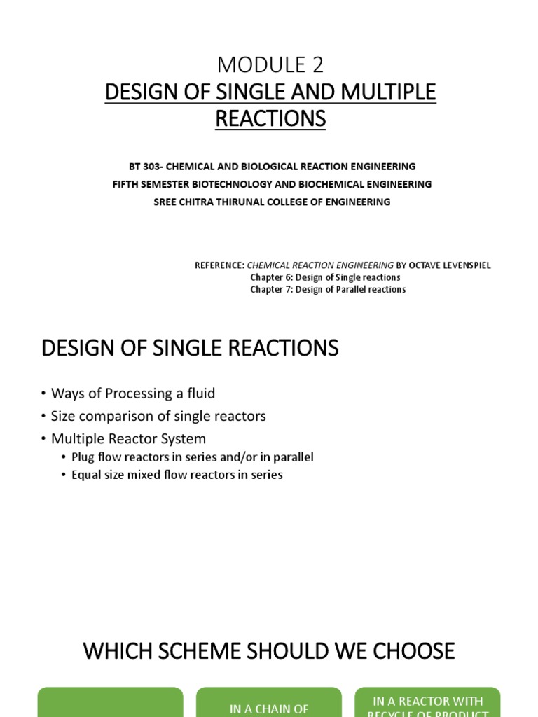 Design of Single and Multiple Reactions | PDF | Chemical Reactor ...