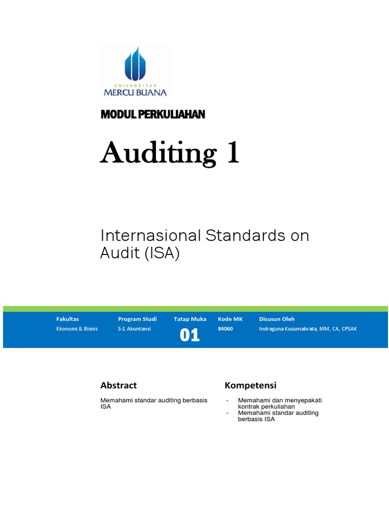 MODUL AUDITING 1 - TM Ke 1 - Internasional Standards On Audit (ISA) | PDF | Pengelolaan Keuangan ...