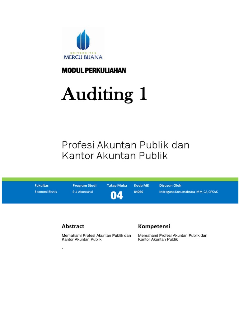 MODUL AUDITING 1 - TM Ke 4 - Profesi Akuntan Publik Dan Kantor Akuntan ...