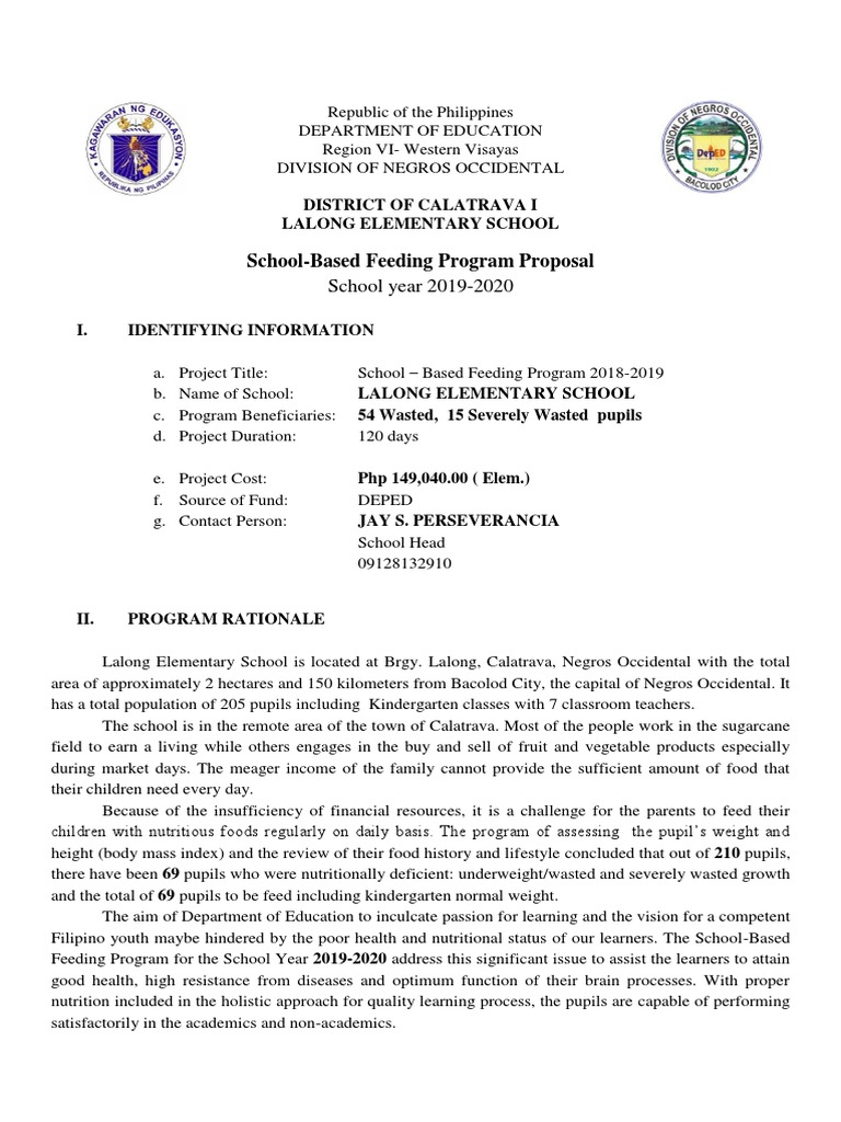 School-Based Feeding Program Proposal | PDF | Nutrition | Diet & Nutrition