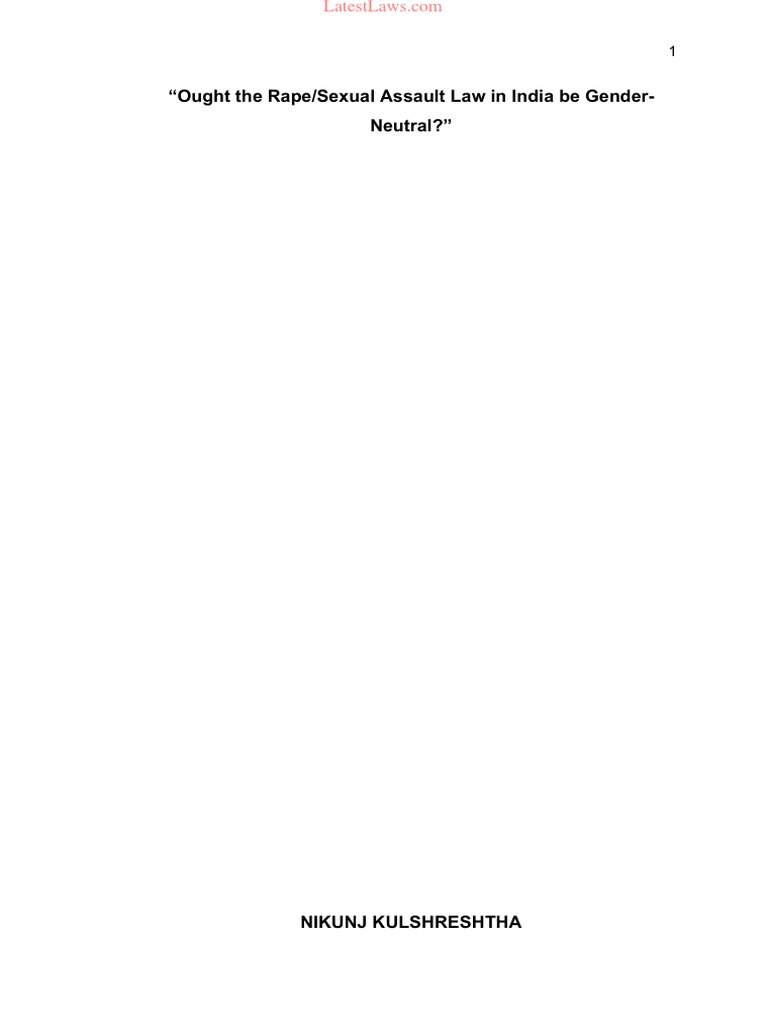 Ought The Rape and Sexual Assault Law in India Be Gender Neutral | PDF ...