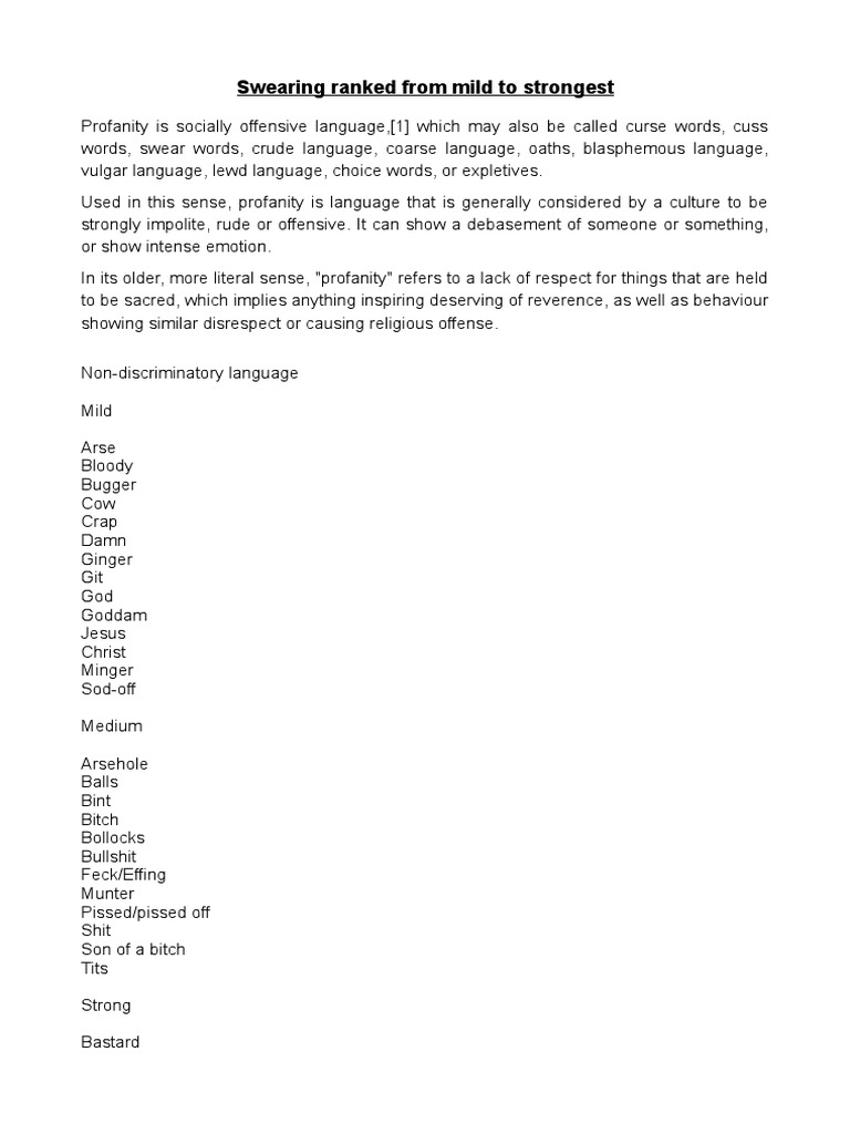 Swearing Form Mildest | PDF