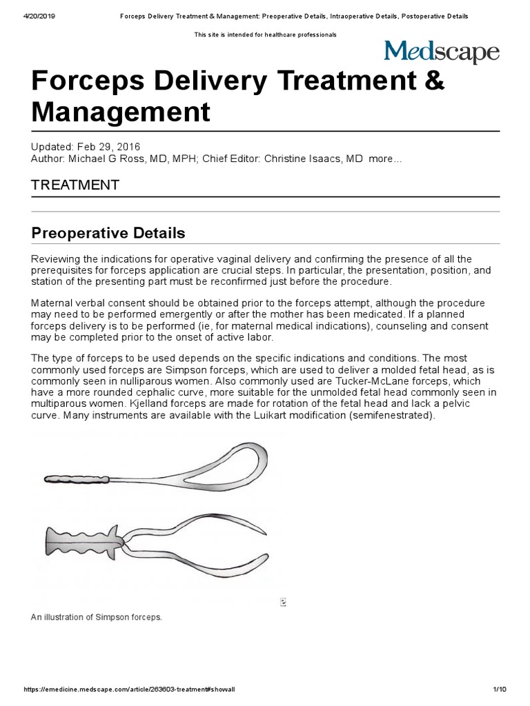 Forceps Delivery Treatment & Management - Preoperative Details ...