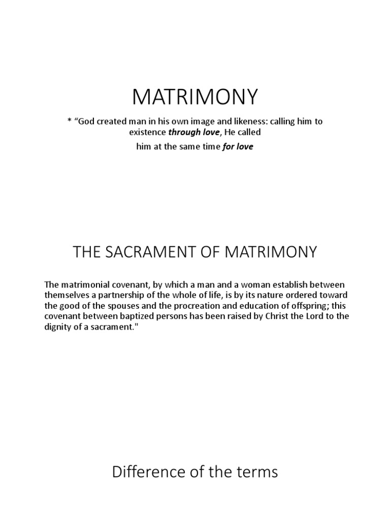 MATRIMONY | PDF | Marriage | New Covenant