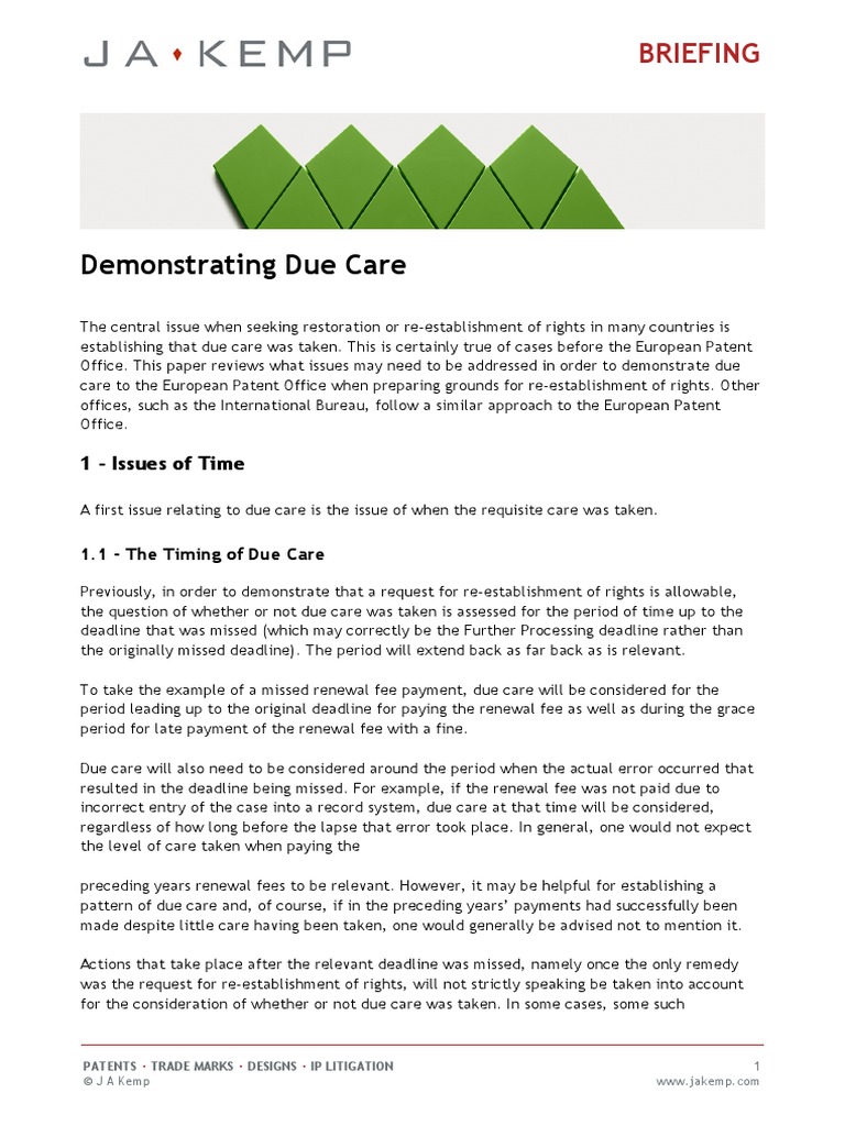 Demonstrating Due Care | PDF | Patent | Negligence