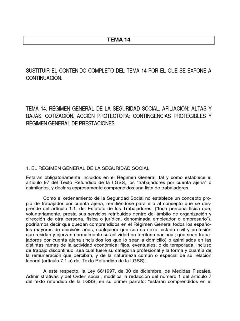Régimen General de La Seguridad Social PDF | PDF | Sociedad de ...