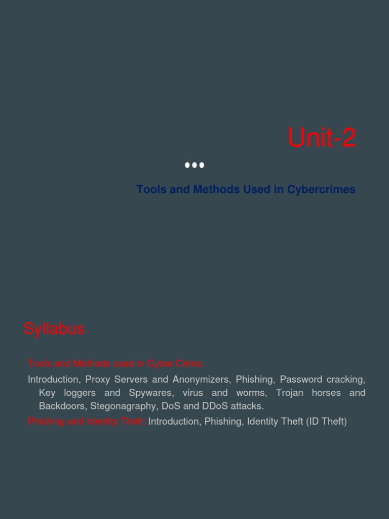 Unit-2: Tools and Methods Used in Cybercrimes | PDF | Denial Of Service ...