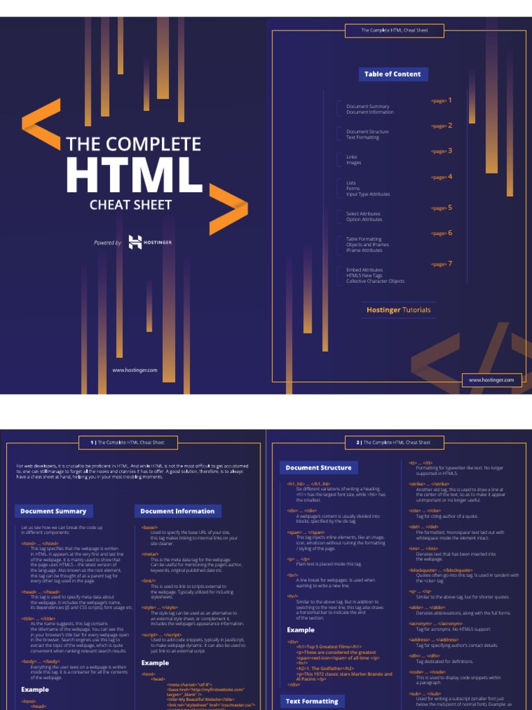 (New) The Complete HTML Cheat Sheet PDF | PDF | Html Element | Web Page