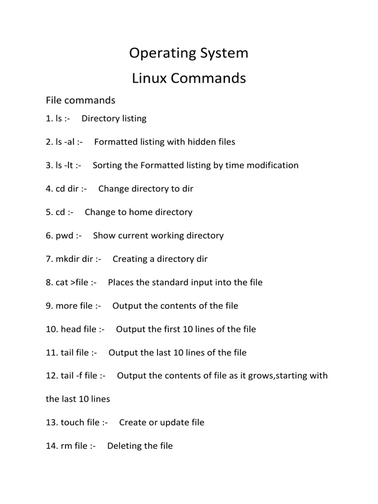Operating System Linux Commands | PDF | Process (Computing) | Computer File