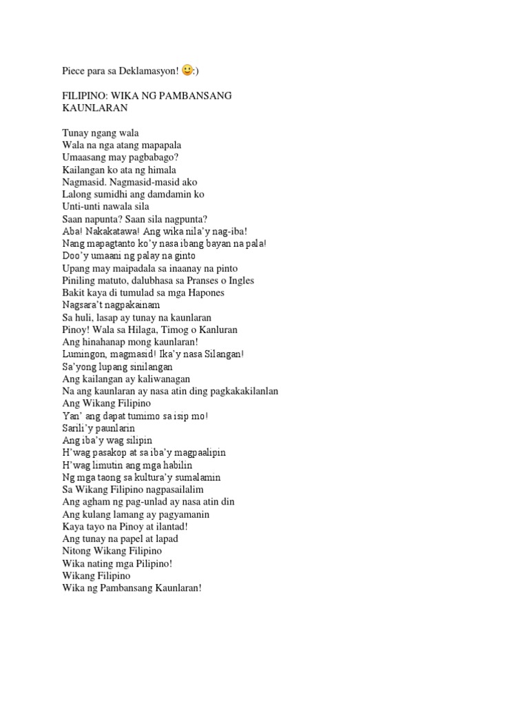 Piece para Sa Deklamasyon | PDF