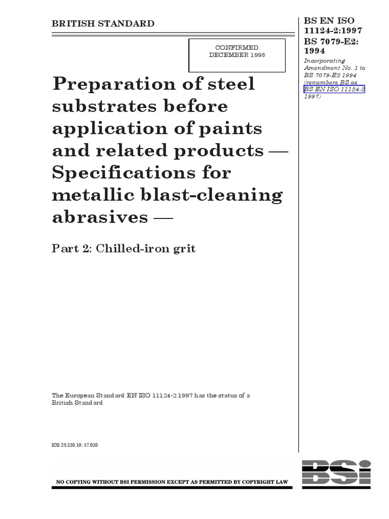 BS en Iso 11124-2-1997 (2000) BS 7079-E2-1994 | PDF | Abrasive | Hardness