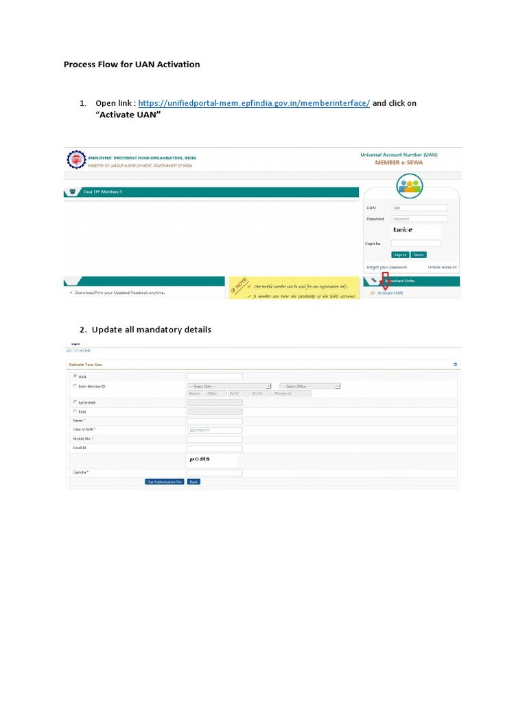 "Activate UAN": Process Flow For UAN Activation | PDF