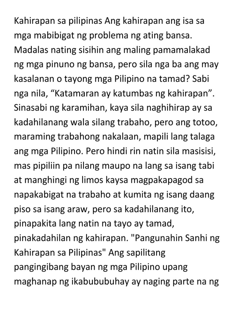 Kahirapan Sa Pilipinas Ang Kahirapan Ang | PDF