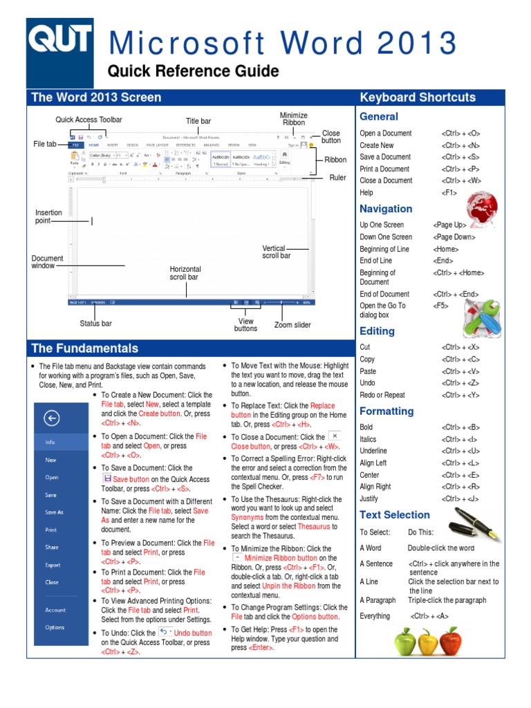 Word 2013 - Quick Reference Guide | PDF | Tab (Gui) | Microsoft Word
