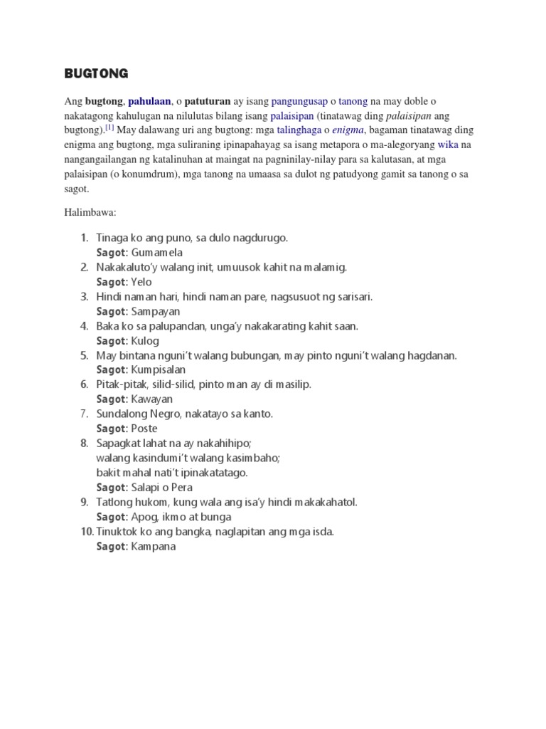 Bugtong | PDF