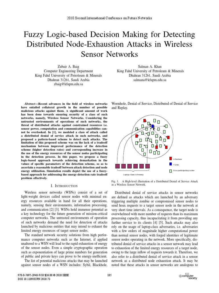 Fuzzy Logic Based Decision Making For Detecting Distributed Node Exhaustion Attacks In Wireless