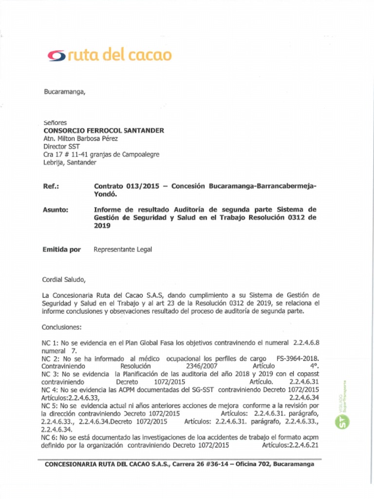 Comunicacion Ferrocol - Auditoria | PDF