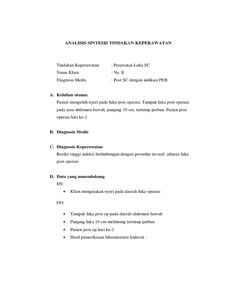 Perawatan Luka Post Operasi SC | PDF