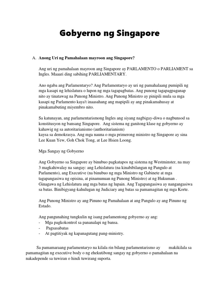 Gobyerno NG Singapore | PDF