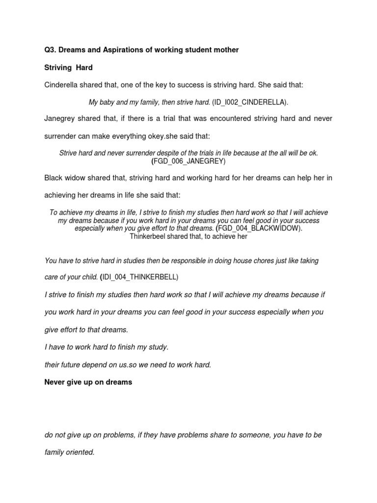 Dreams and Aspiration | PDF | Lifestyle