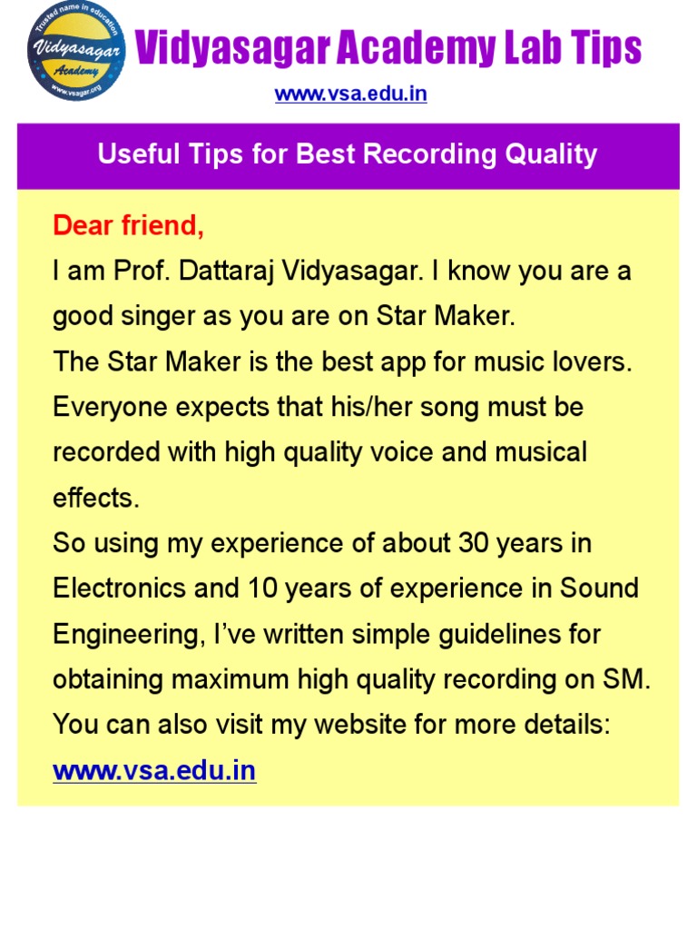 Starmaker Recording Guide | PDF | Acoustics | Sound