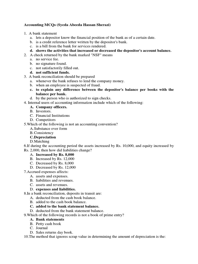 Accounting MCQs | PDF | Debits And Credits | Bad Debt Accounting MCQs | PDF | Debits And Credits | Bad Debt