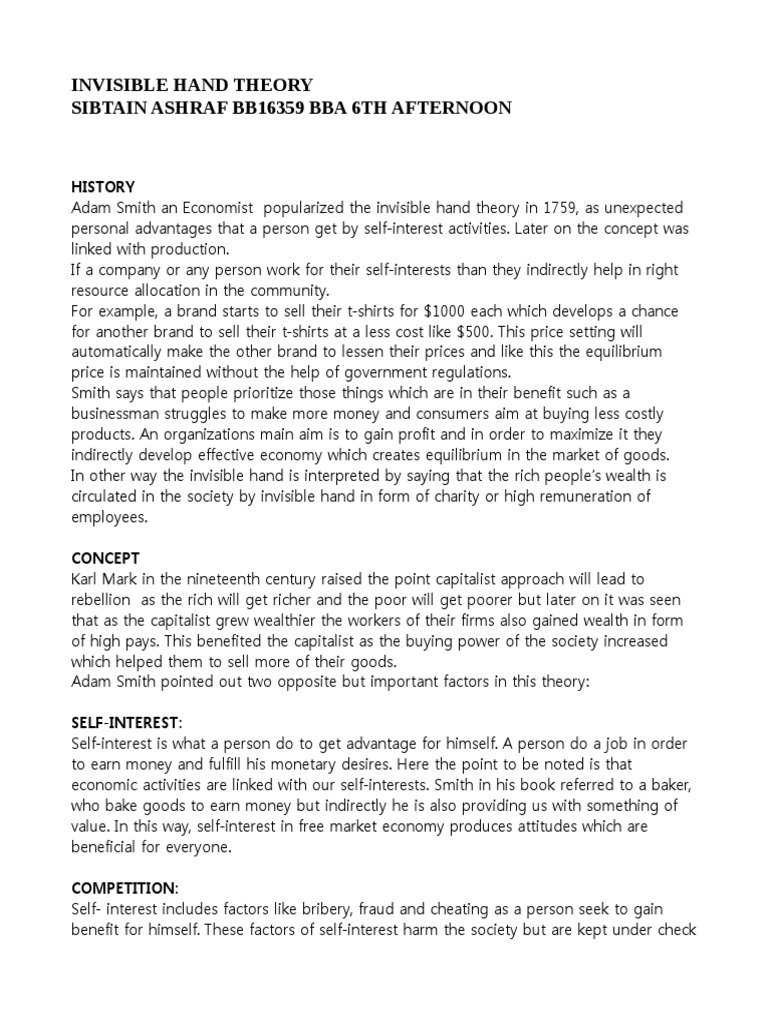 Understanding the Invisible Hand Theory: How Self-Interest and ...