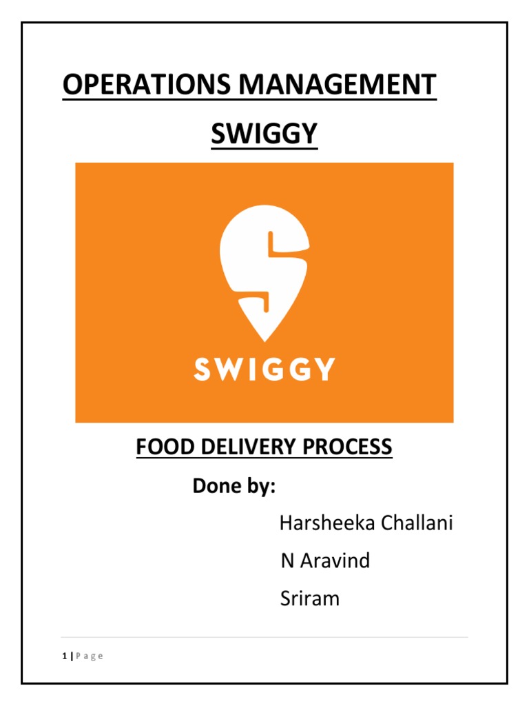 Operations Management Swiggy: Food Delivery Process | PDF | Interactive ...